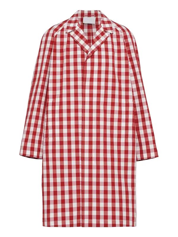 Prada Gingham-check Cotton Coat - White