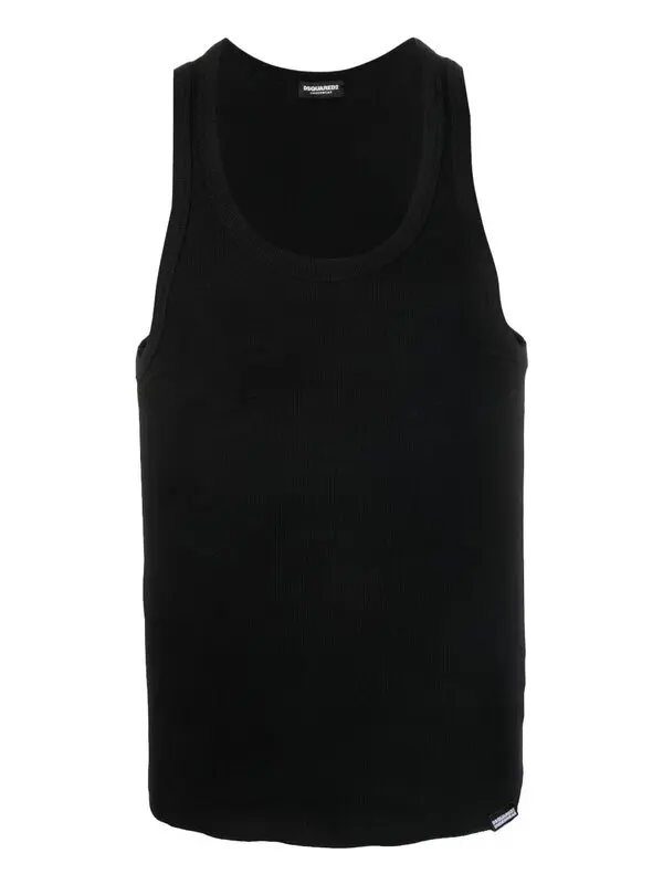 Dsquared2 Ribbed Cotton Tank Top - Black