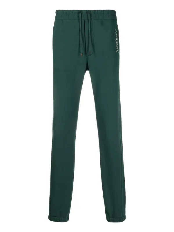 Saint Laurent Logo-embroidered Drawstring Track Pants - Green