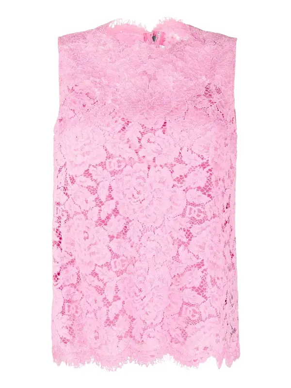 Dolce & Gabbana Floral Lace Top - Pink
