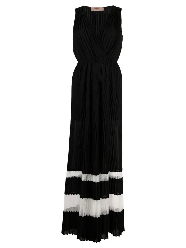 TWINSET Sleeveless Pleated Dress - Black