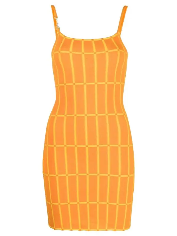 Jacquemus Maille Malha Fitted Dress - Orange