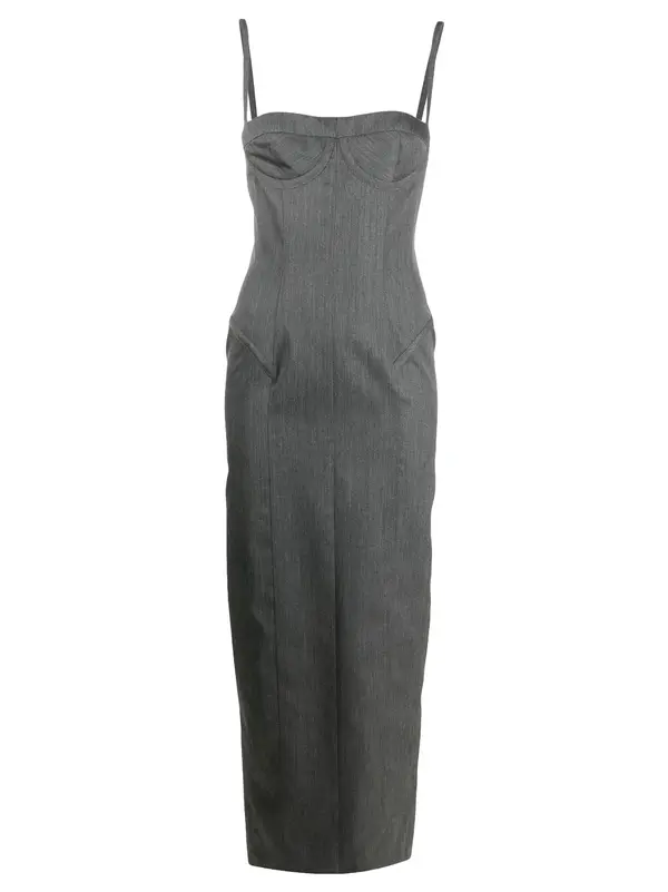 Thom Browne Corset-style Wool Pencil Dress - Grey