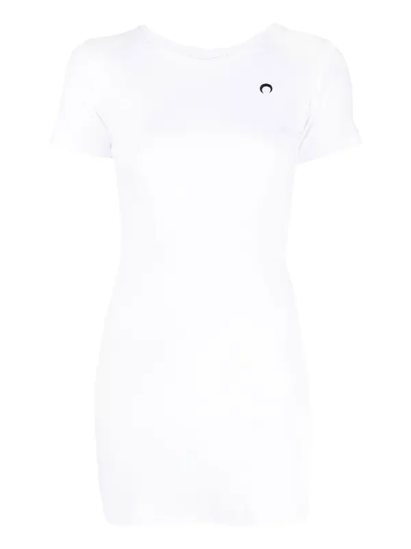 MARINE SERRE Fine-ribbed Organic Cotton T-shirt Dress - White