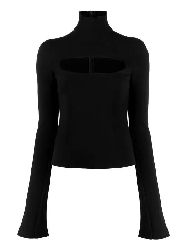 A.W.A.K.E. Mode Cut-out Roll-neck Jumper - Black
