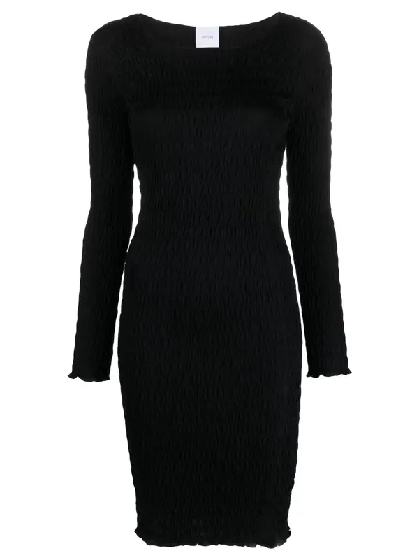 Patou Textured-finish Long-sleeve Dress - Black