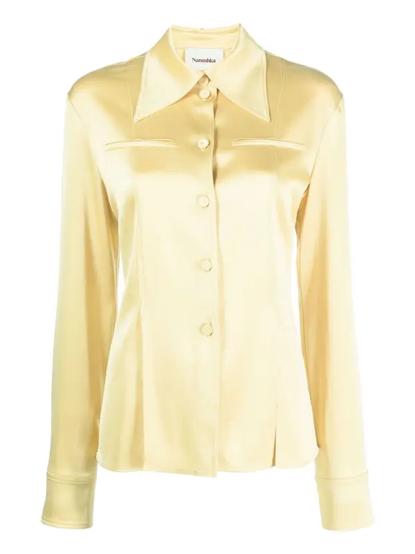 Nanushka Oversized Collar Long-sleeve Shirt - Yellow