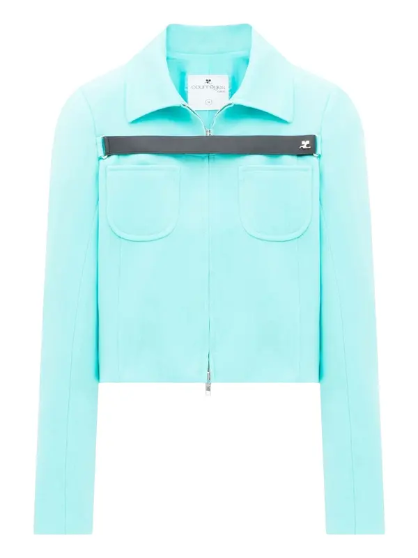COURREGES Logo-embellished Twill Strap Jacket - Blue