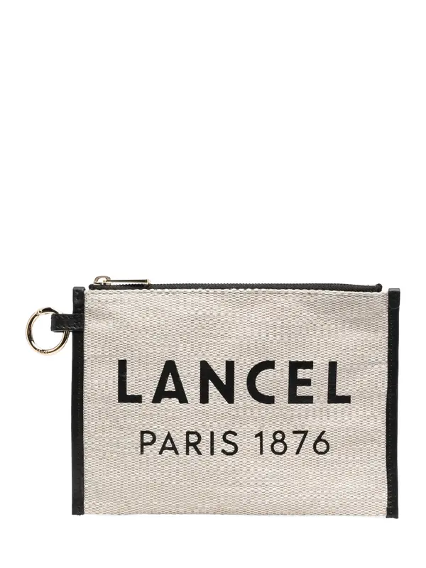 LANCEL Logo-print Clutch - Neutrals