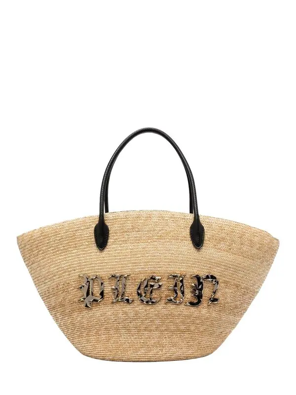 Philipp Plein Gothic Plein Woven Basket Tote - Neutrals