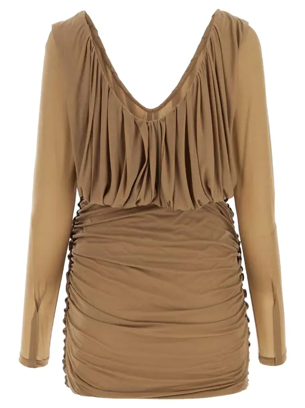 Saint Laurent V-neck Minidress - Neutrals
