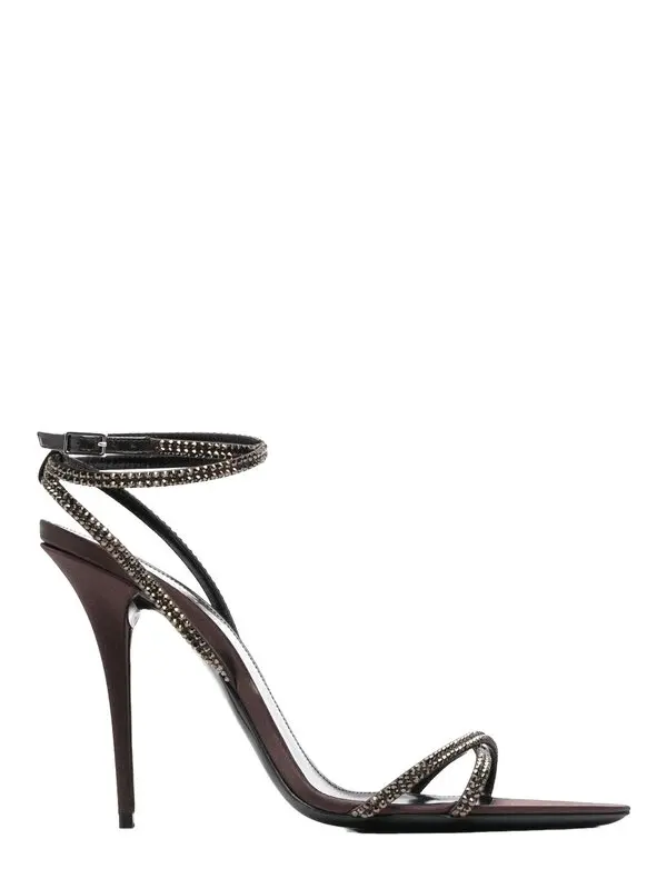 Saint Laurent Ava 105mm Embellished Sandals - Brown