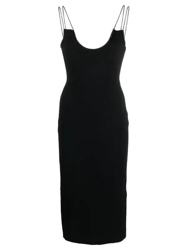 Herve Leger Ribbed Knit Crystal-embellished Midi Dress - Black