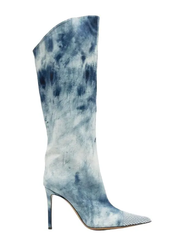 Alexandre Vauthier 105mm Snow-printed Denim Boots - Blue