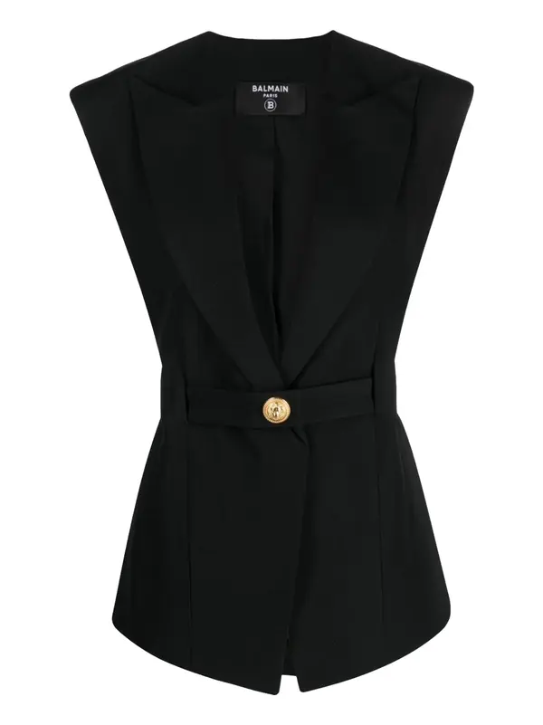 Balmain Sleeveless Single-breasted Jacket - Black