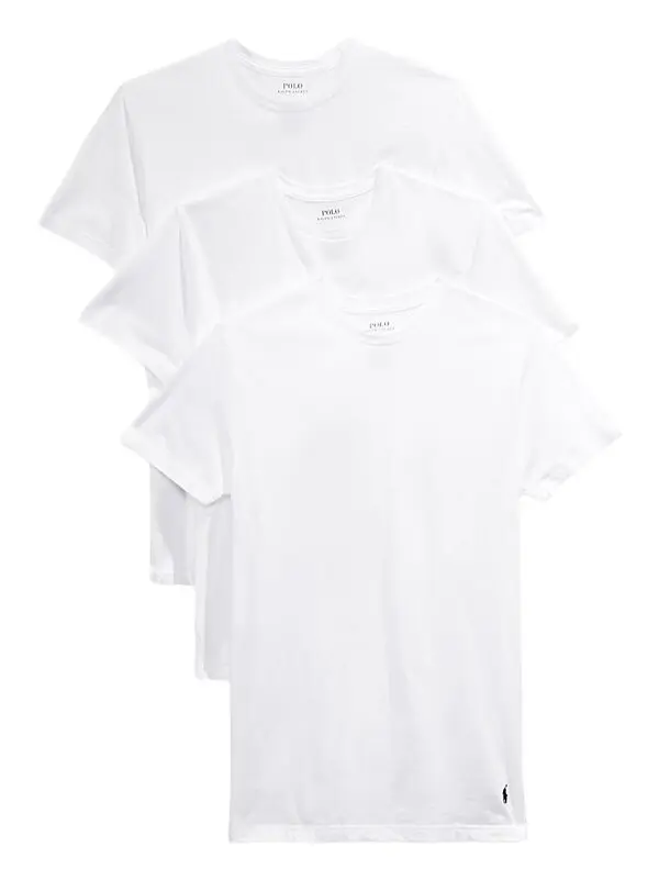 Polo Ralph Lauren Cotton Solid Classic Fit Crewneck Undershirts, Pack Of 5 - White