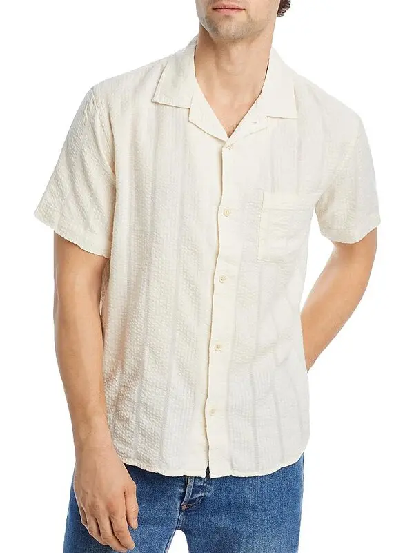 CORRIDOR Seersucker Short Sleeve Camp Shirt - White