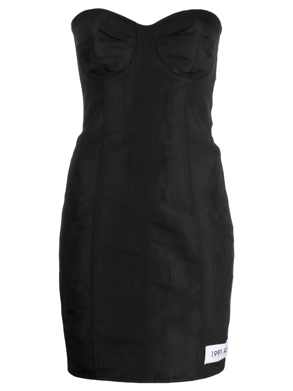 Dolce & Gabbana Moiré-faille Strapless Minidress - Black