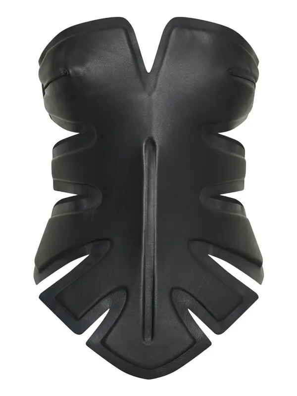 DION LEE Padded Leaf Corset Top - Black