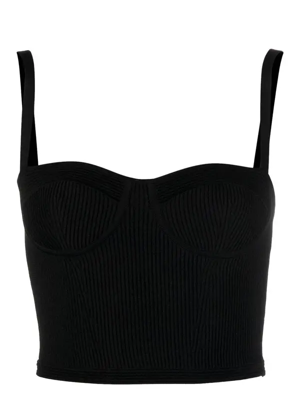 Alexander McQueen Bustier-style Ribbed Crop Top - Black