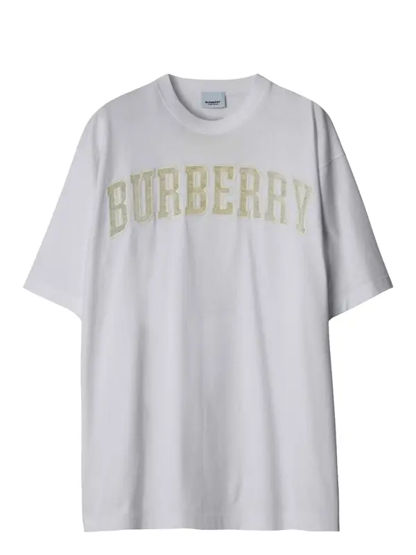 Burberry Lace Logo-detail Cotton T-shirt - White