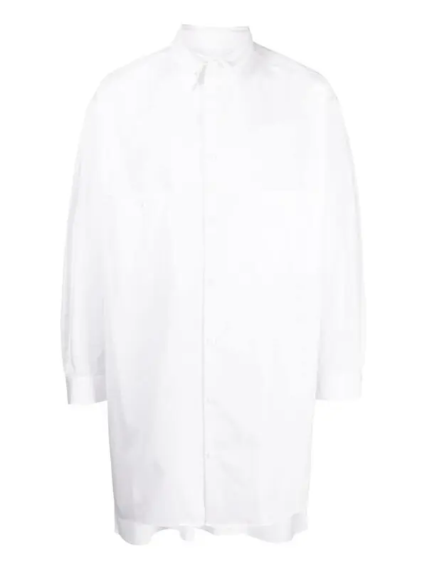 Yohji Yamamoto Panelled Slim-cut Cotton Shirt - White
