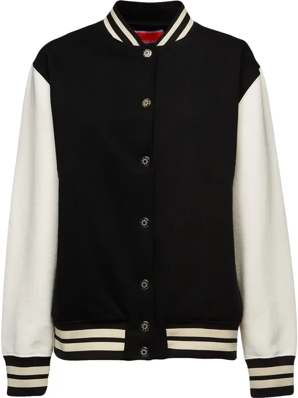 La DoubleJ Embroidered Cotton Bomber Jacket - Black