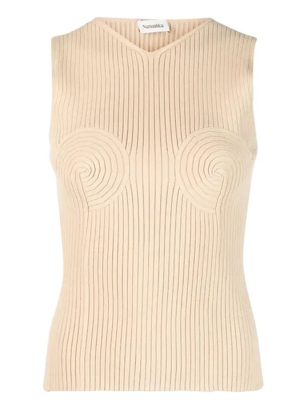 Nanushka Shaped-bustier Knitted Top - Brown