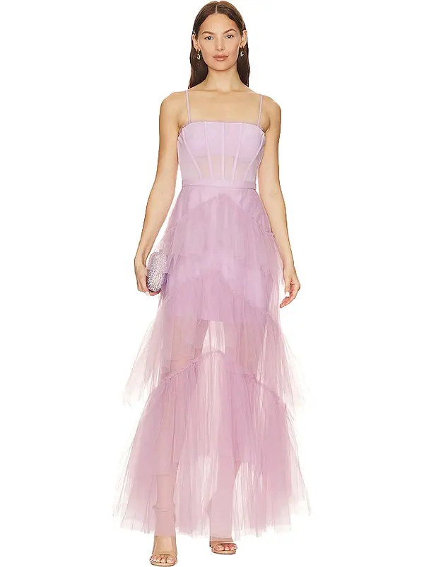 Bcbgmaxazria Corset Tulle Gown - Orchid