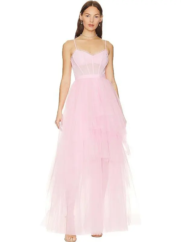 Bcbgmaxazria Corset Tiered Gown - Pink Rose