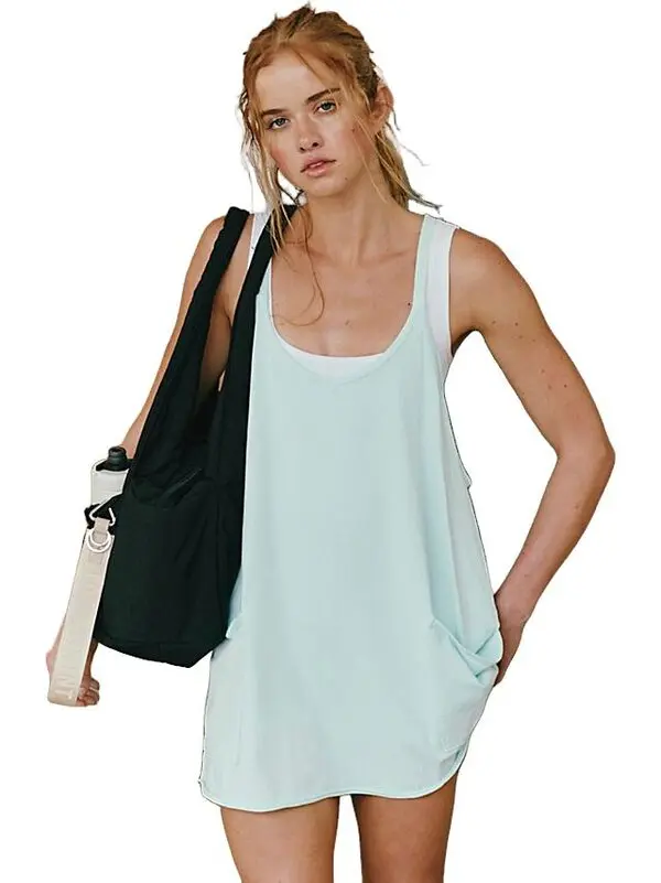 Free People Hot Shot Mini Dress With Built-in Shorts - Frosty