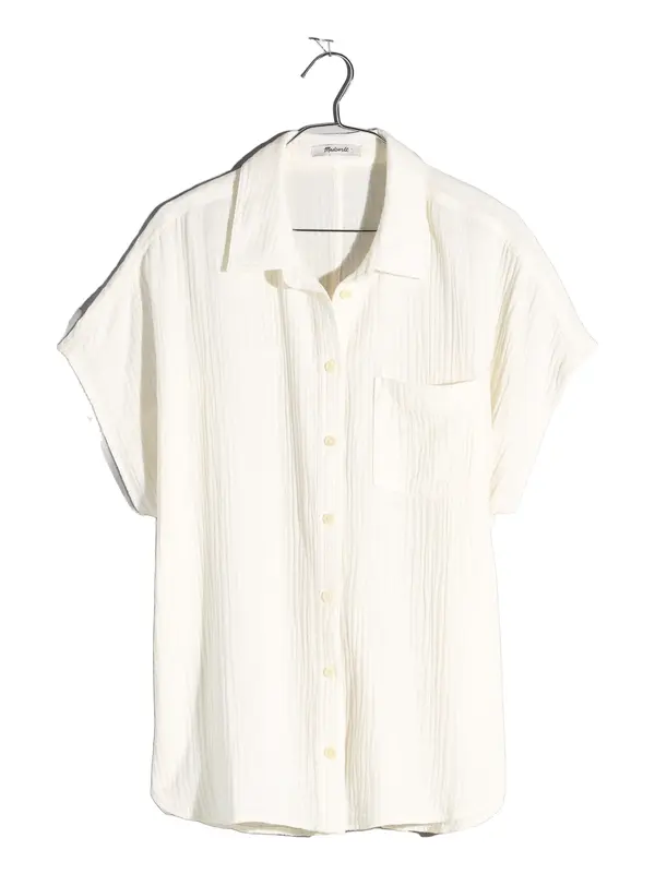 Madewell Lightspun Dolman-sleeve Button-down Shirt - Lighthouse