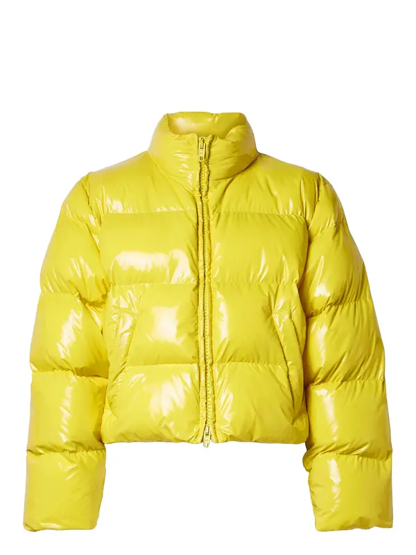 Balenciaga Cropped Quilted Padded Glossed-shell Coat - Yellow