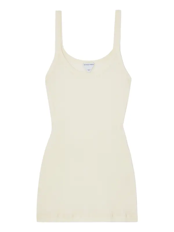 Bottega Veneta Ribbed Cotton-blend Tank - Cream