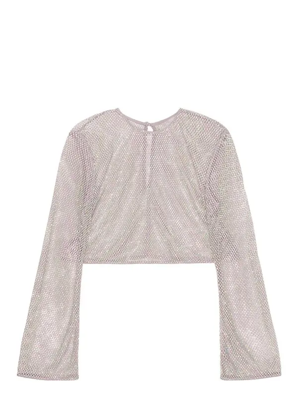 GANNI Embellished Mesh Blouse - Silver