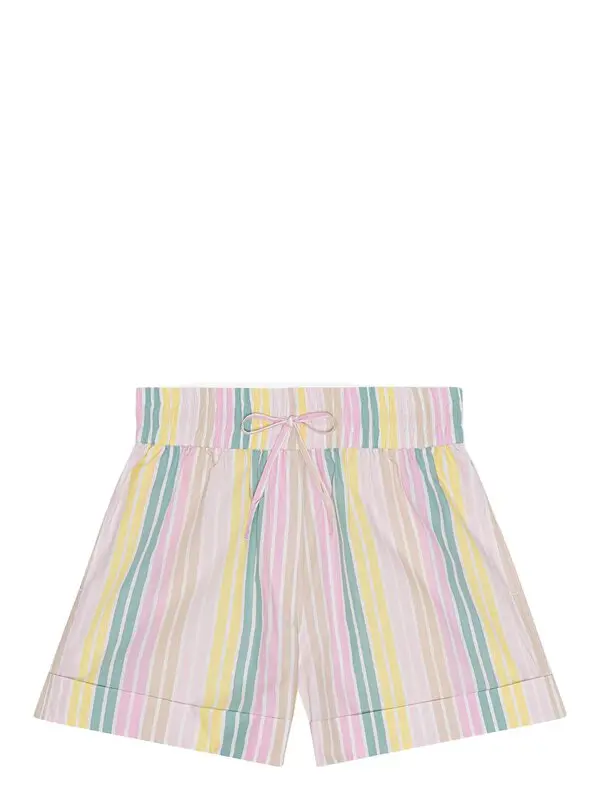 GANNI Stripe Cotton Elasticated Shorts - Mixed