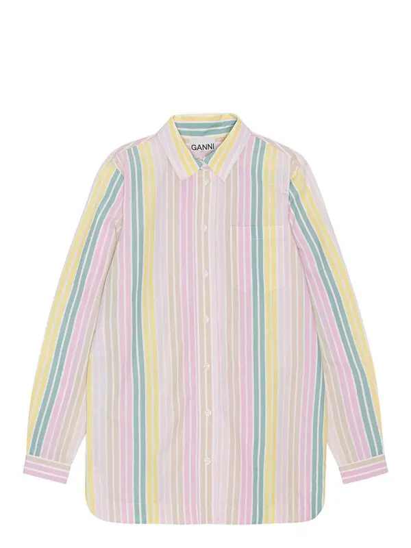 GANNI Stripe Cotton Shirt - Mixed