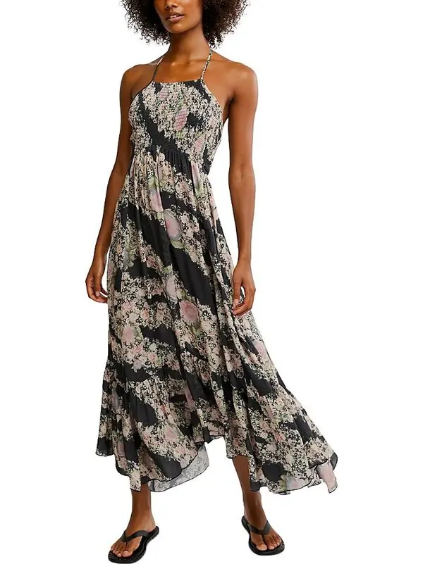 Free People Heat Wave Printed Maxi Dress - Granite Combo