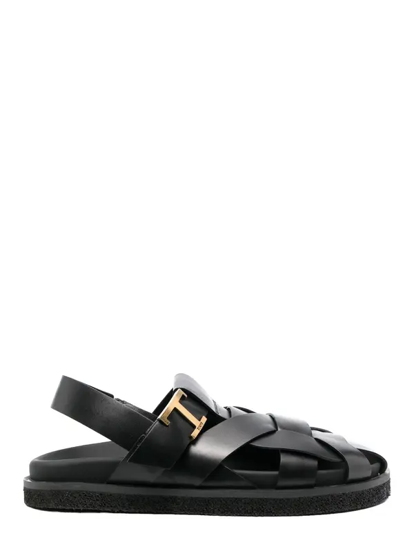 TOD'S Caged Leather Sandals - Black