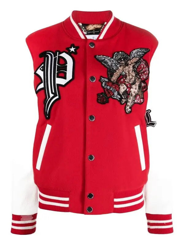 Philipp Plein Love Angel Bomber Jacket - Red