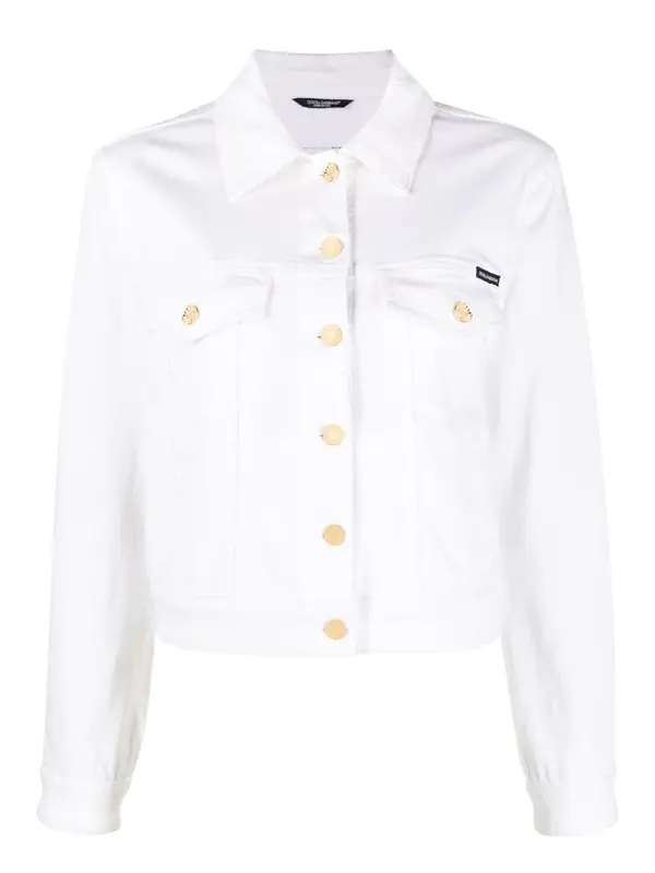 Dolce & Gabbana Logo-appliqué Denim Jacket - White