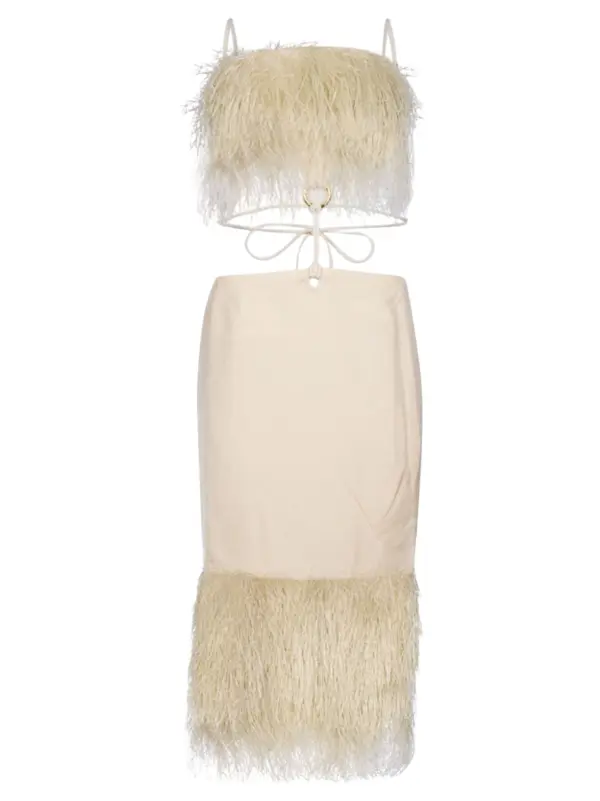 Jacquemus La Robe Raphia Fringed Dress - White