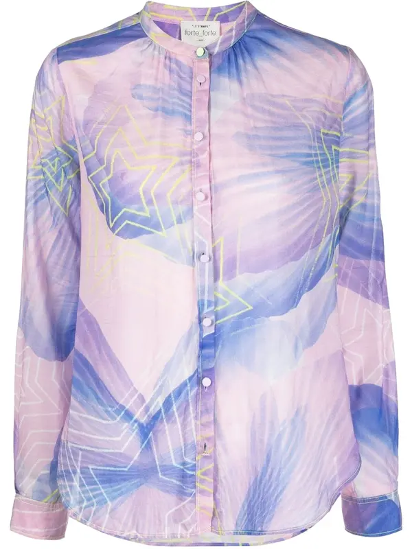 FORTE_FORTE Star-print Long-sleeve Shirt - Purple
