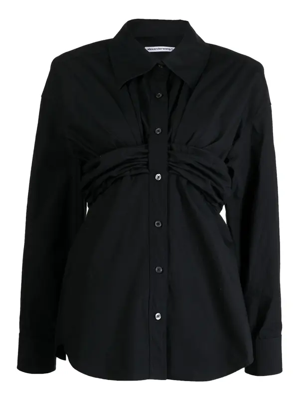 Alexander Wang Ruched-detail Cotton Shirt - Black