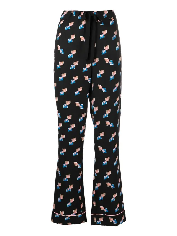 Diane Von Furstenberg Geometric-print Trousers - Black