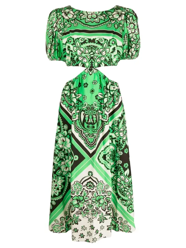 Red Valentino Bandana-print Midi Dress - Green