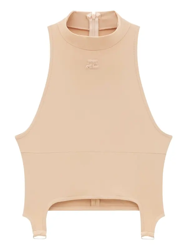 COURREGES Logo Patch Crop Top - Neutrals