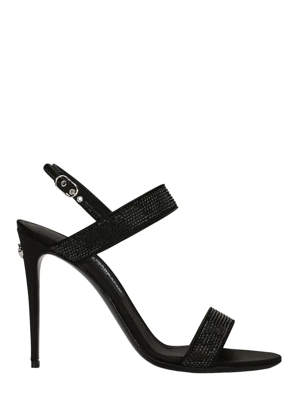 Dolce & Gabbana Embellished Satin Sandals - Black