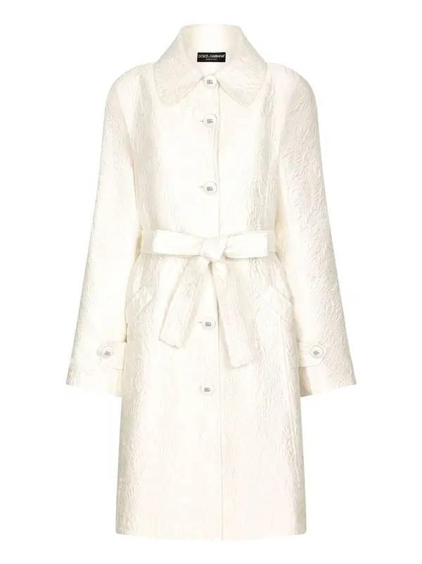 Dolce & Gabbana Single-breasted Brocade Coat - White