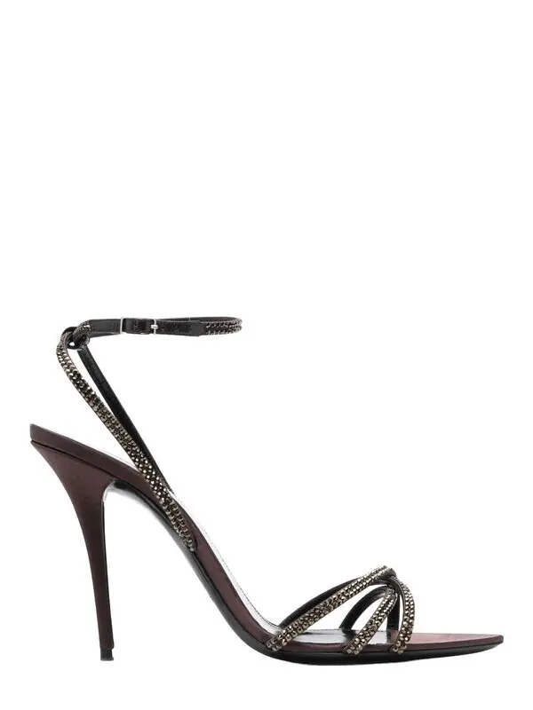 Saint Laurent Ava Embellished Stiletto Sandals - Brown